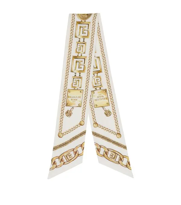 Balmain Silk Chain Print Scarf - Gold