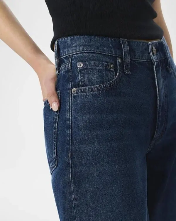 Rag & Bone Sofie High-rise Jeans With Embellished Ankle Cuff - Dkblue