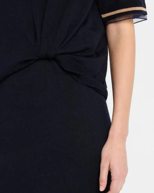 3.1 Phillip Lim Short-sleeve Draped Wool Organza Dress - Navy