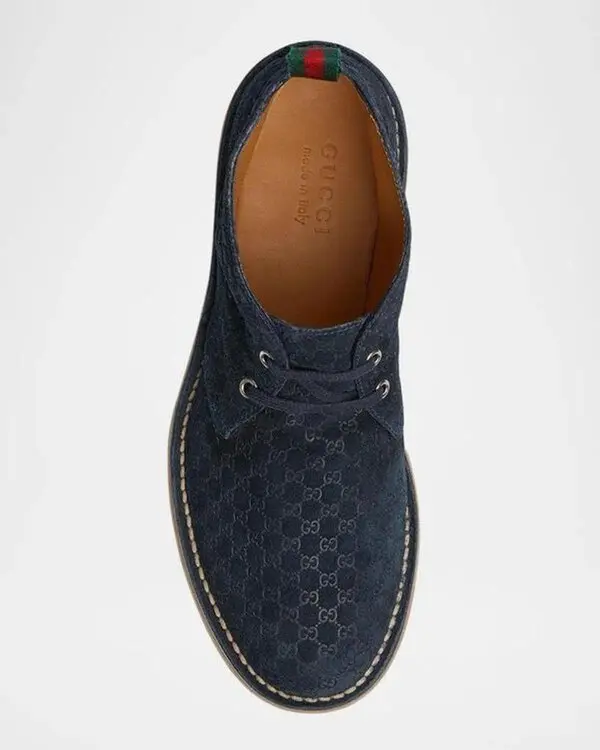Gucci Moreau Gg Suede Lace-up Ankle Boots