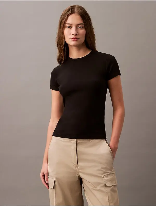 Calvin Klein Cotton Contour Rib T-shirt - Black