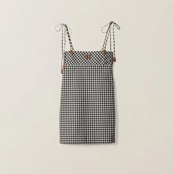 Miu Miu Gingham Check Mini-Dress - White/Black | Editorialist