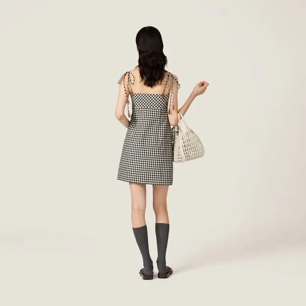 Miu Miu Gingham Check Mini-Dress - White/Black | Editorialist