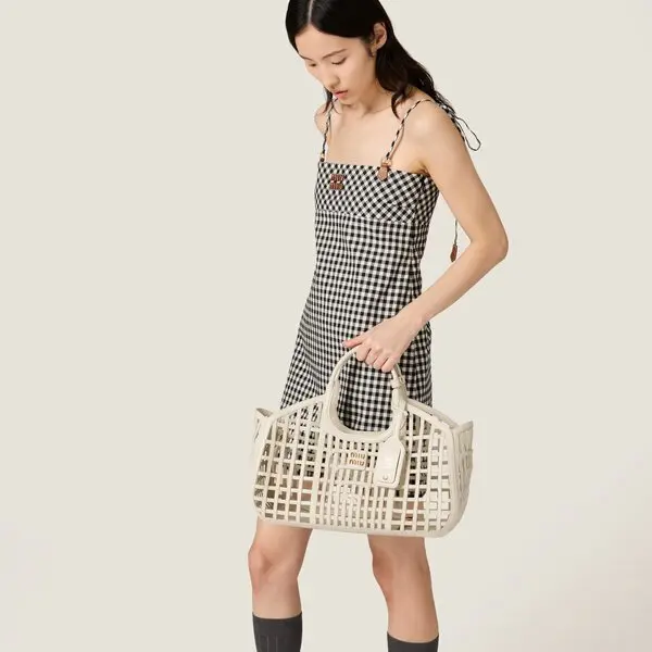 Miu Miu Gingham Check Mini-Dress - White/Black | Editorialist