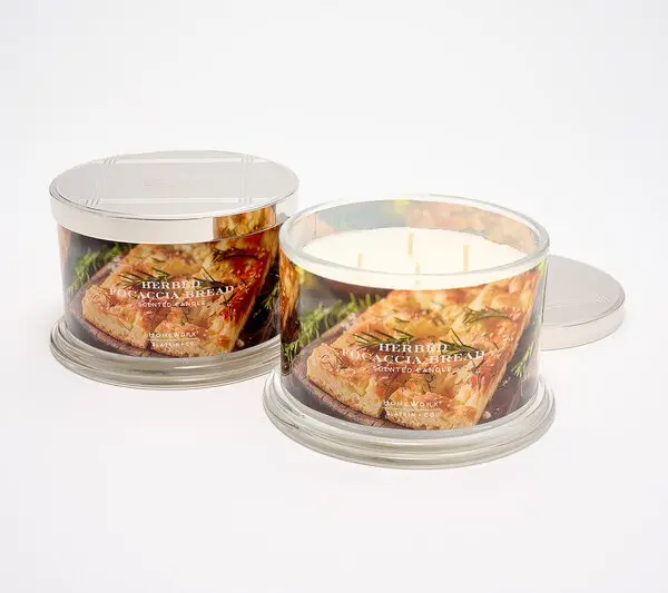 HOMEWORX BY SLATKIN + CO. S/2 18oz Focaccia Bread Candles - One-color
