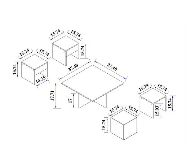 MANHATTAN COMFORT Haley Coffee Table And Ottoma N Set