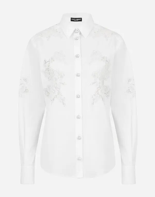 Dolce & Gabbana Poplin Shirt With Lace Openwork