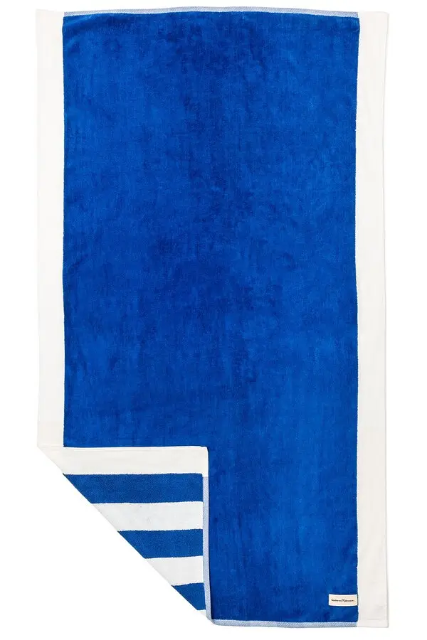 BUSINESS & PLEASURE Beach Towel In Blue - Crew Mediterranean Blue Stripe