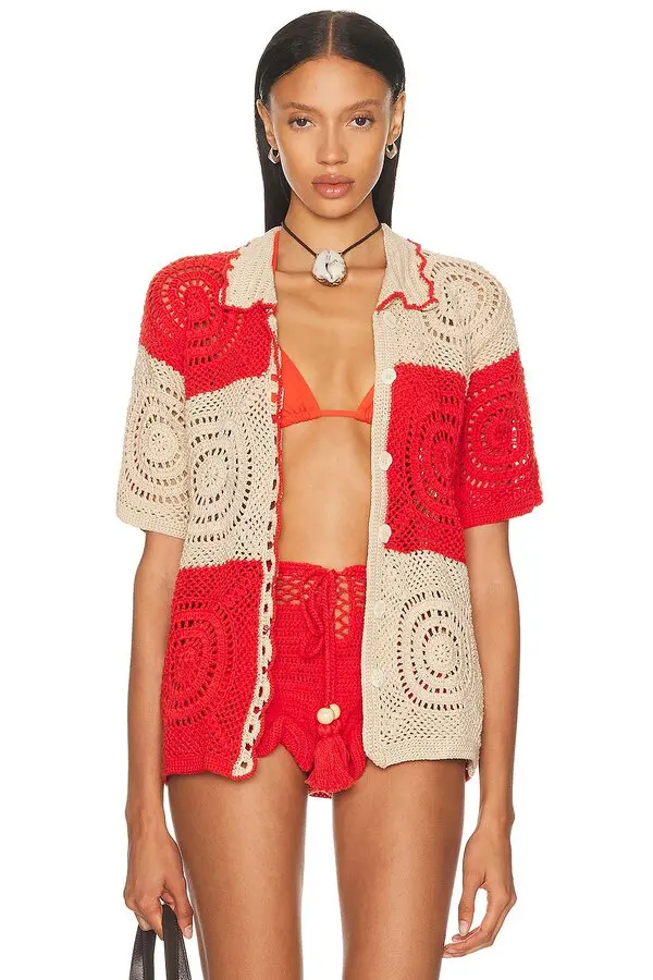 Éliou Kaleo Crochet Button Down Top