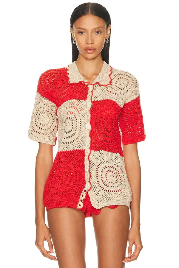Éliou Kaleo Crochet Button Down Top