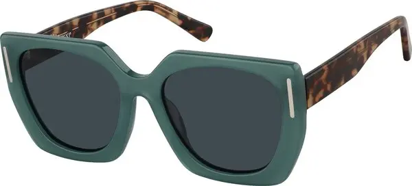 Zenni Sunglasses With Rectangle Full Rim Frame - Green