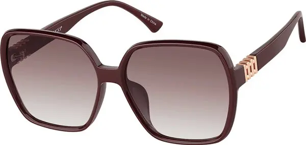 Zenni Sunglasses With Rectangle Full Rim Frame - Red