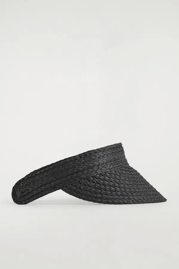 Cos Woven Paper Straw Visor - Black