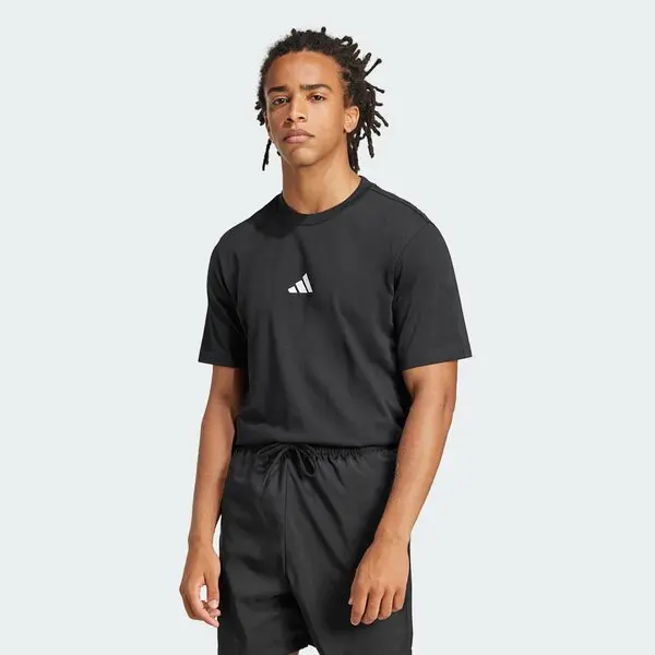 Adidas Essentials Small Logo Single Jersey Tee - Black / White