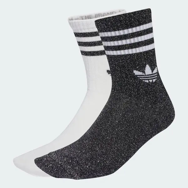 Adidas 3-stripes Glitter Crew Socks 2 Pairs - Black / White