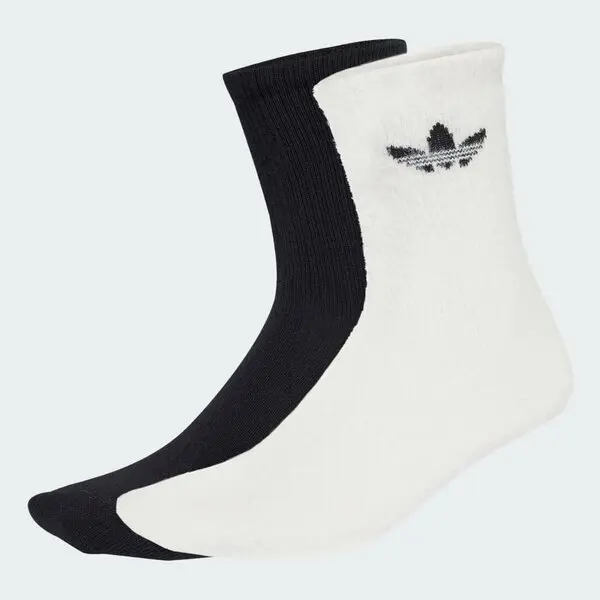 Adidas Fluffy Crew Socks 2 Pairs - Off White / Black