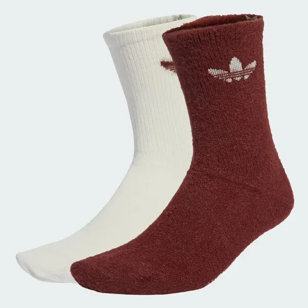 Adidas Fluffy Crew Socks 2 Pairs - Fox Brown / Off White