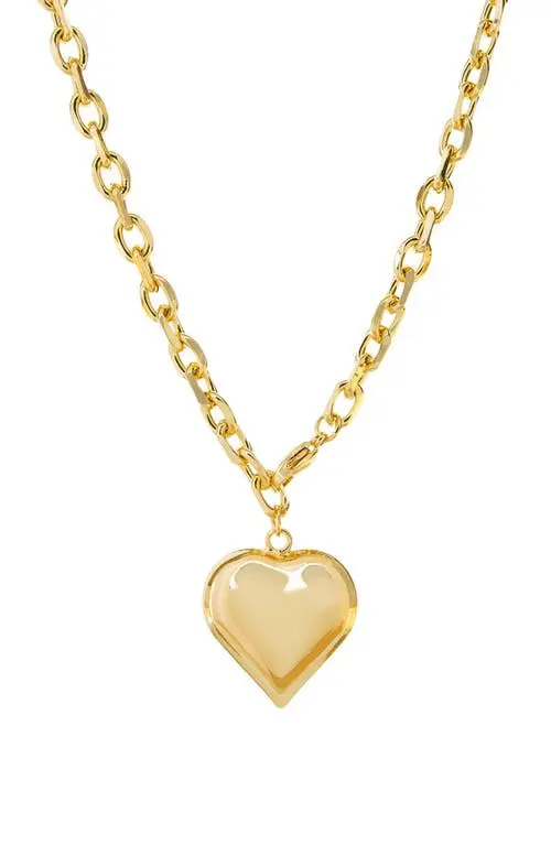 MARLYN SCHIFF Puffy Heart Charm Necklace - Gold