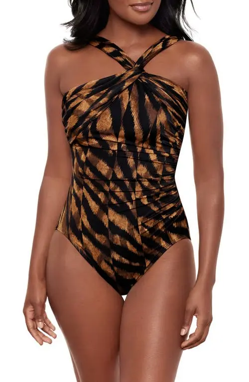 MIRACLESUIT® Safari One-piece Swimsuit - Black/ Brown