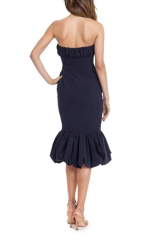 Badgley Mischka Strapless Bubble Hem Cocktail Dress