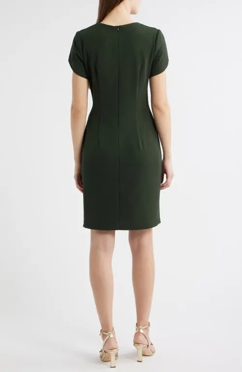 CONNECTED APPAREL Tulip Sleeve Sheath Dress - Loden/gold
