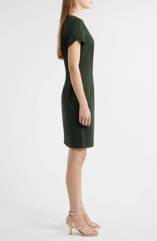 CONNECTED APPAREL Tulip Sleeve Sheath Dress - Loden/gold