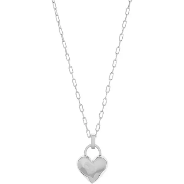 MARLYN SCHIFF Link Chain Heart Pendant Necklace - Silver