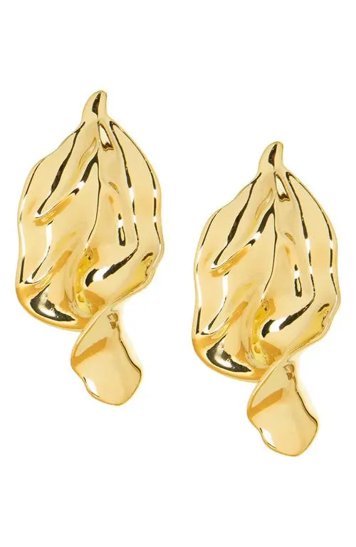 MARLYN SCHIFF Large Textured Wave Earrings - Gold