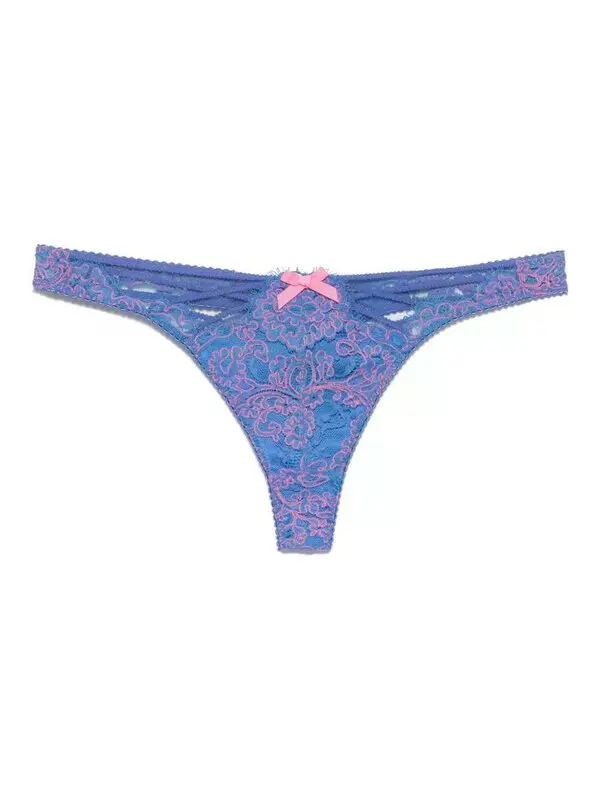 Agent Provocateur Floral-embroidered Thong - Blue