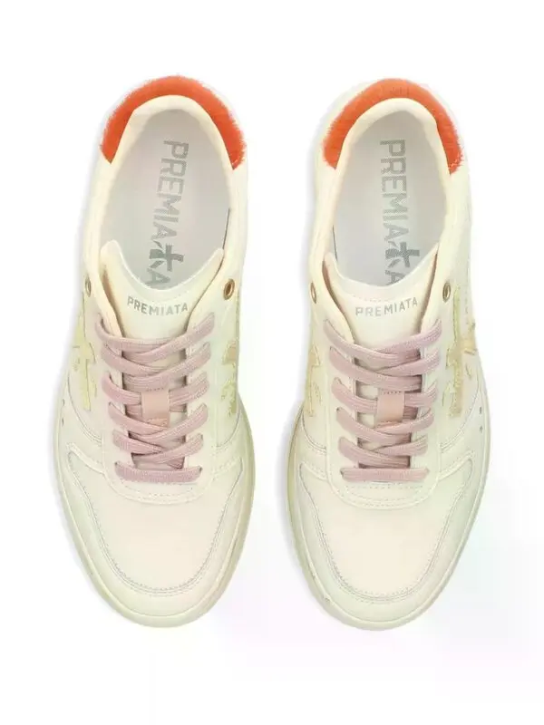 Premiata Embellished Leather Sneakers - White