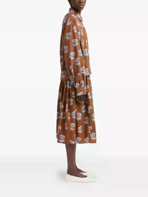 Marni Sprayed Roses-print Midi Skirt
