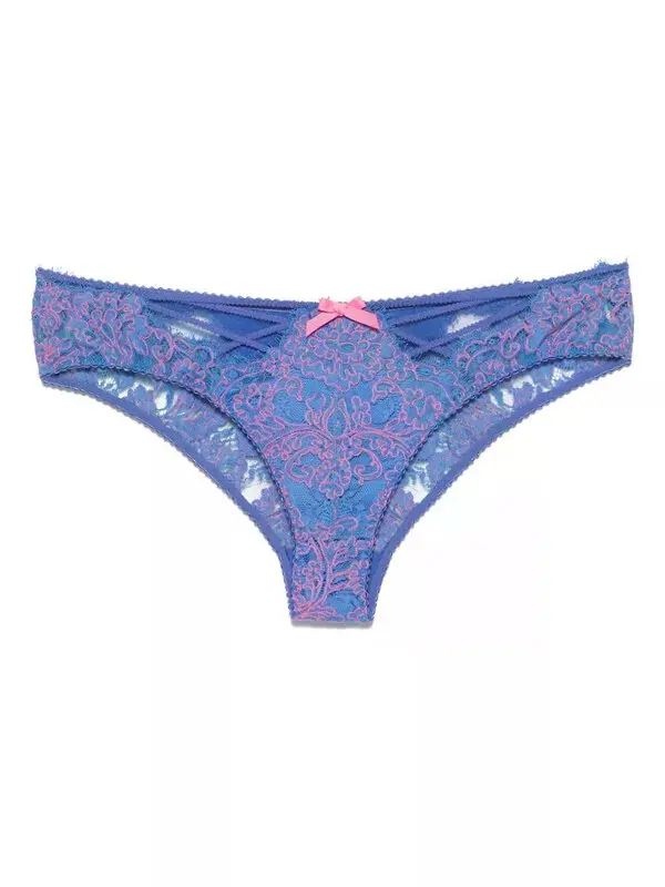 Agent Provocateur Embroidered-lace Briefs - Blue