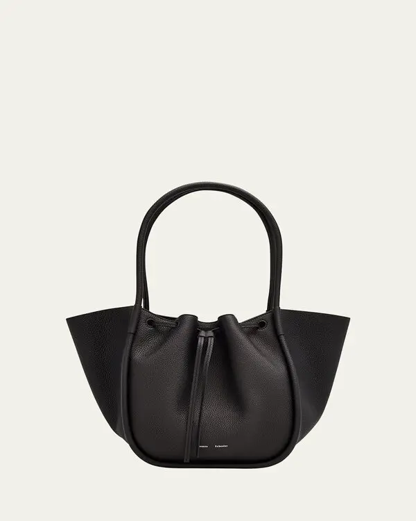 Proenza Schouler Large Ruched Pebbled Calfskin Tote Bag - Black