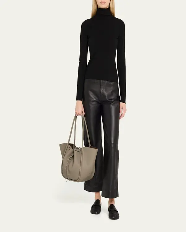 Proenza Schouler Large Ruched Pebbled Calfskin Tote Bag - Black