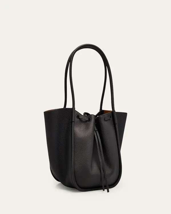 Proenza Schouler Large Ruched Pebbled Calfskin Tote Bag - Black