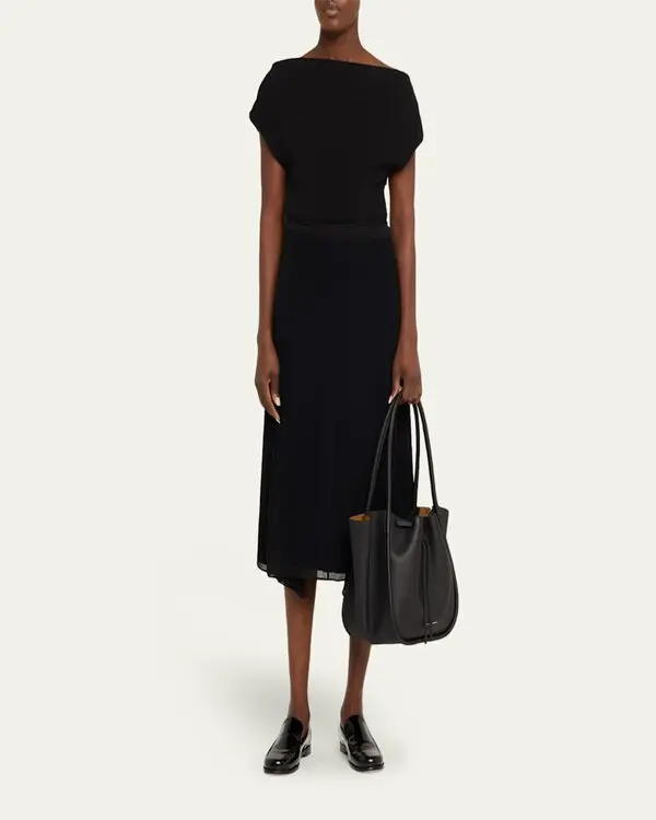 Proenza Schouler Large Ruched Pebbled Calfskin Tote Bag - Black