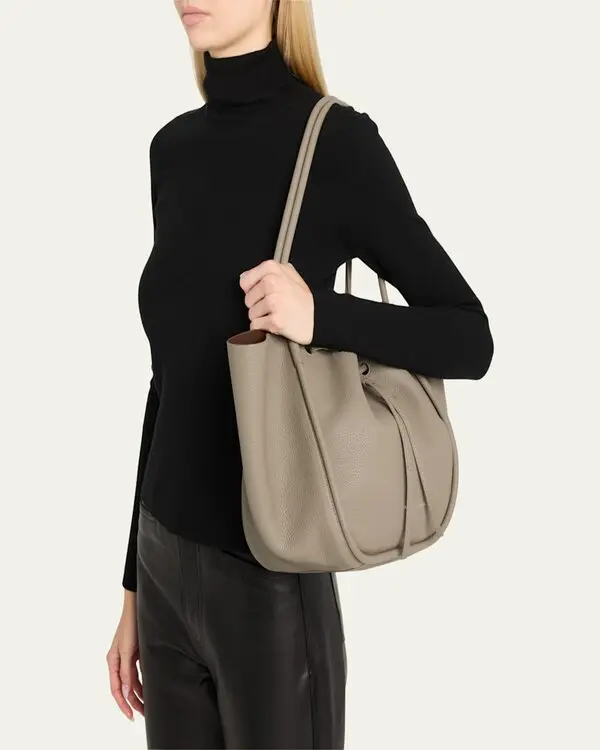 Proenza Schouler Large Ruched Pebbled Calfskin Tote Bag - Black