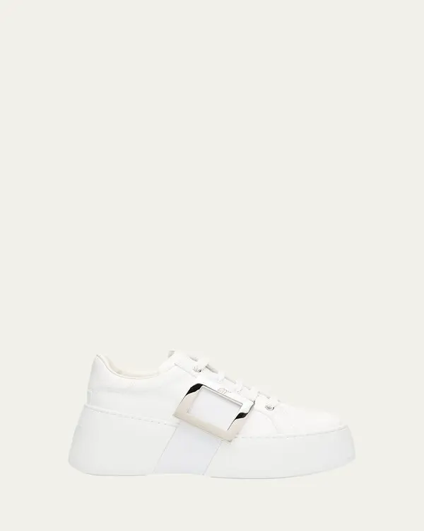 ROGER VIVIER Viv' Skate Leather Sneakers - White