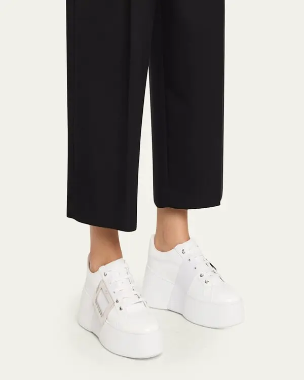 ROGER VIVIER Viv' Skate Leather Sneakers - White