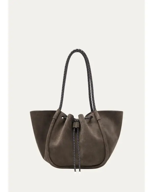 Proenza Schouler Large Ruched Suede Tote Bag - Graphite