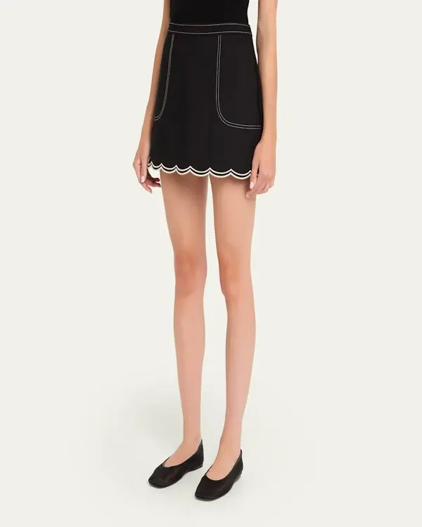 Ramy Brook Scalloped Hem Mini Skirt