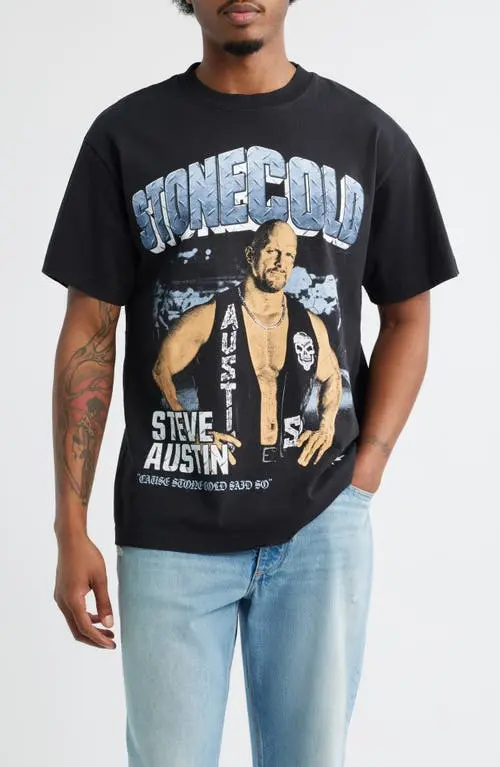 ID SUPPLY CO Wwe Stone Cold Graphic T-shirt - Black
