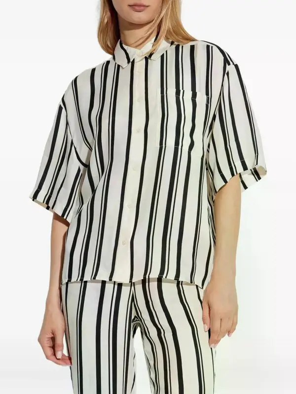 ANINE BING Striped Short-sleeve Shirt - Neutrals