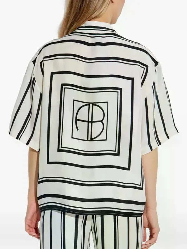 ANINE BING Striped Short-sleeve Shirt - Neutrals