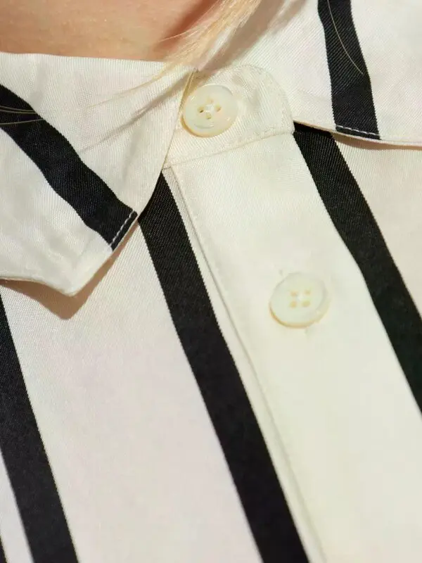 ANINE BING Striped Short-sleeve Shirt - Neutrals