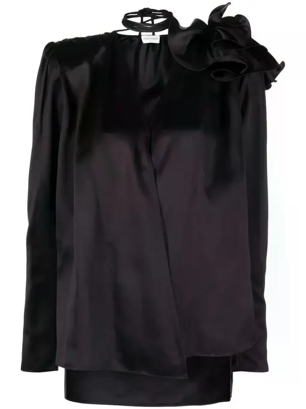 Magda Butrym Detachable Floral-appliqué Silk Blouse - Black