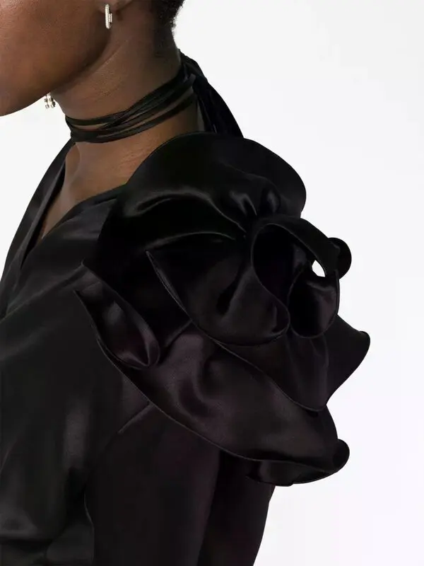 Magda Butrym Detachable Floral-appliqué Silk Blouse - Black