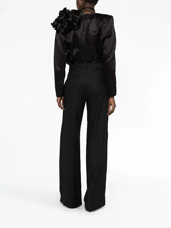 Magda Butrym Detachable Floral-appliqué Silk Blouse - Black