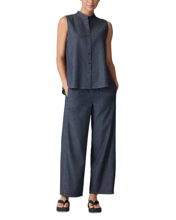 Eileen Fisher Mandarin Collar Sleeveless Shirt