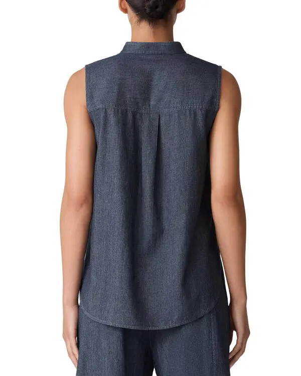 Eileen Fisher Mandarin Collar Sleeveless Shirt